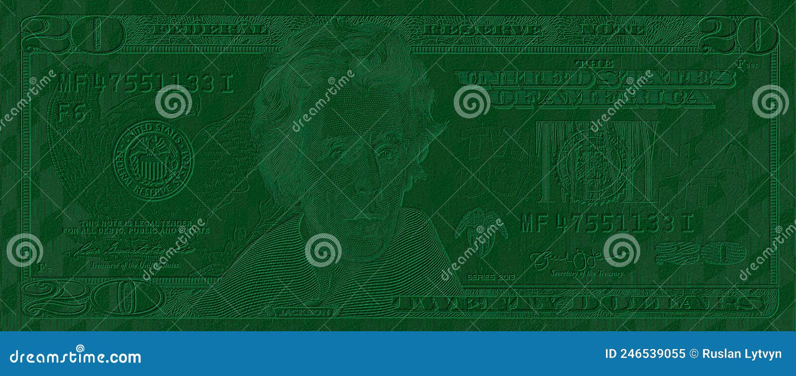 Closeup of Front Side of 20 Dollar Banknote Stock Image - Image of ...