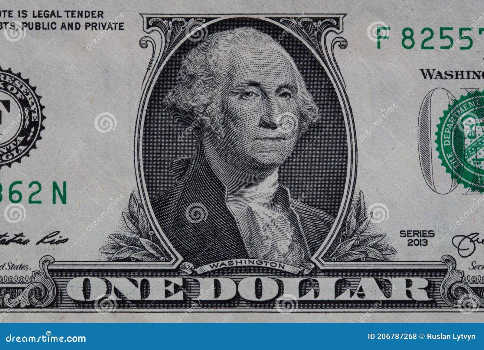 Closeup of Front Side of 1 Dollar Bill Stock Photo - Image of seal ...