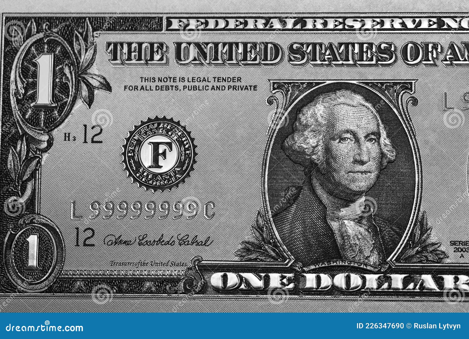 Closeup of Front Side of 1 Dollar Bill Stock Photo - Image of note ...