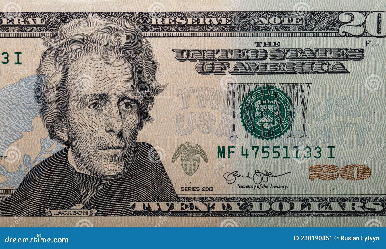 Closeup of Front Side of 20 Dollar Stock Image - Image of american ...