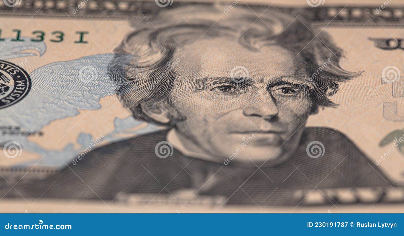 Closeup of Front Side of 20 Dollar Stock Image - Image of closeup ...
