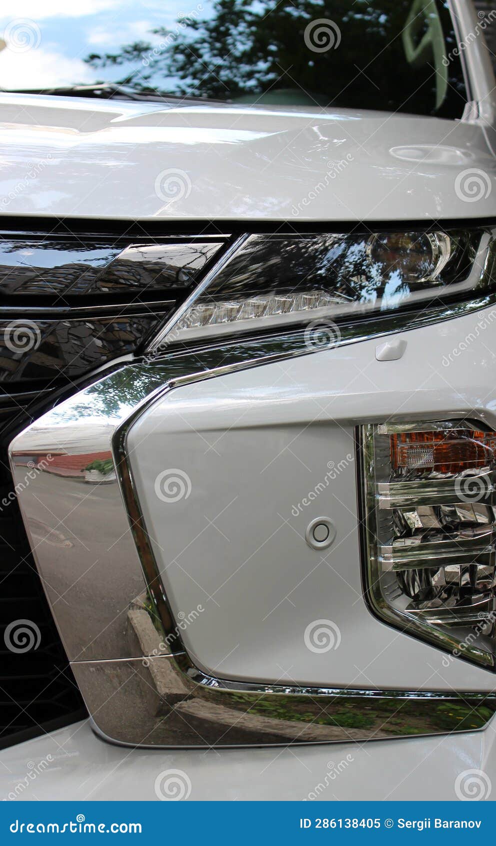 Chrome Elements Around the LED Headlight Units on the Front Bumper of ...