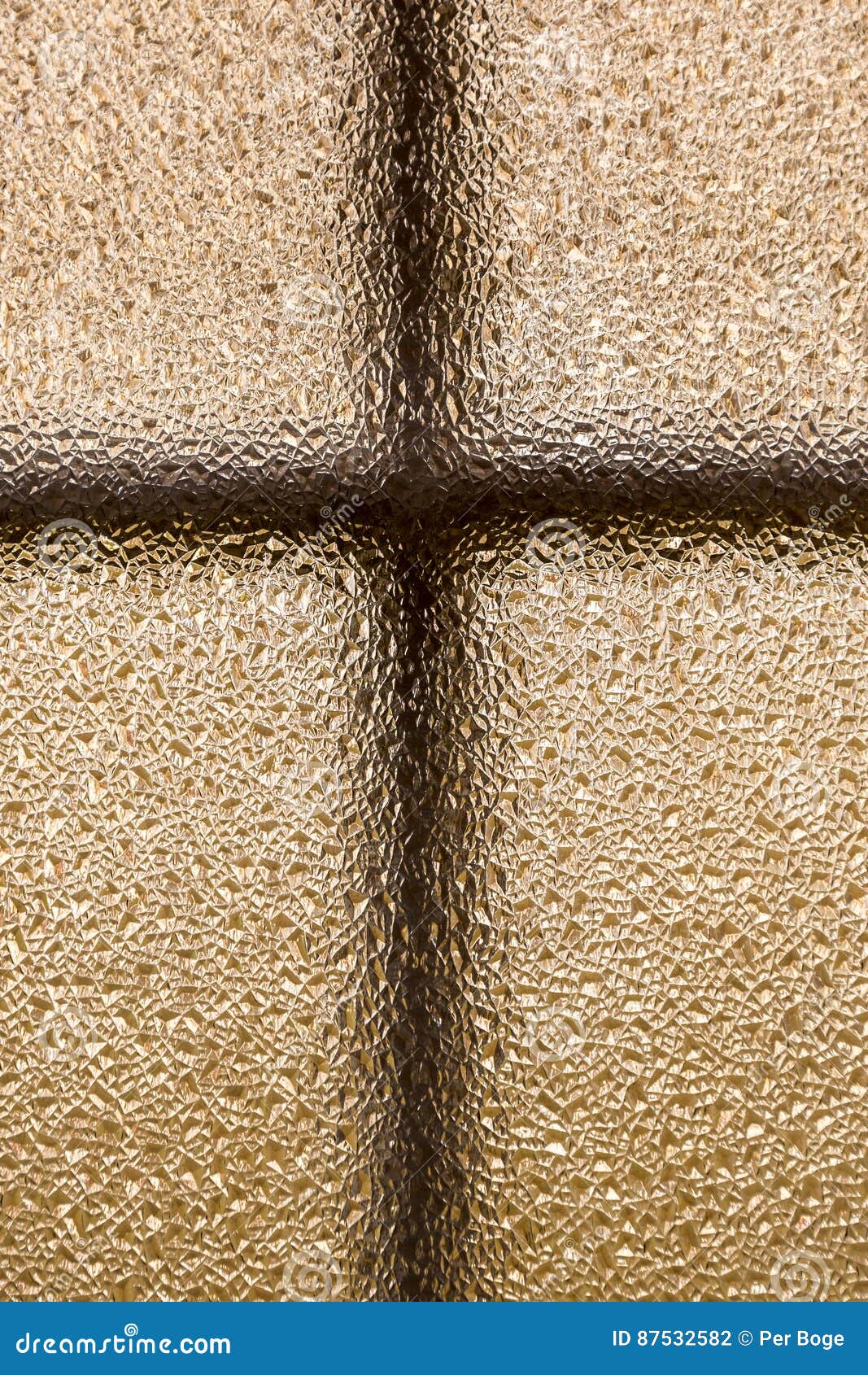 Closeup of Frosted Bronze Like Window Glass with a Cross Shape. Stock ...