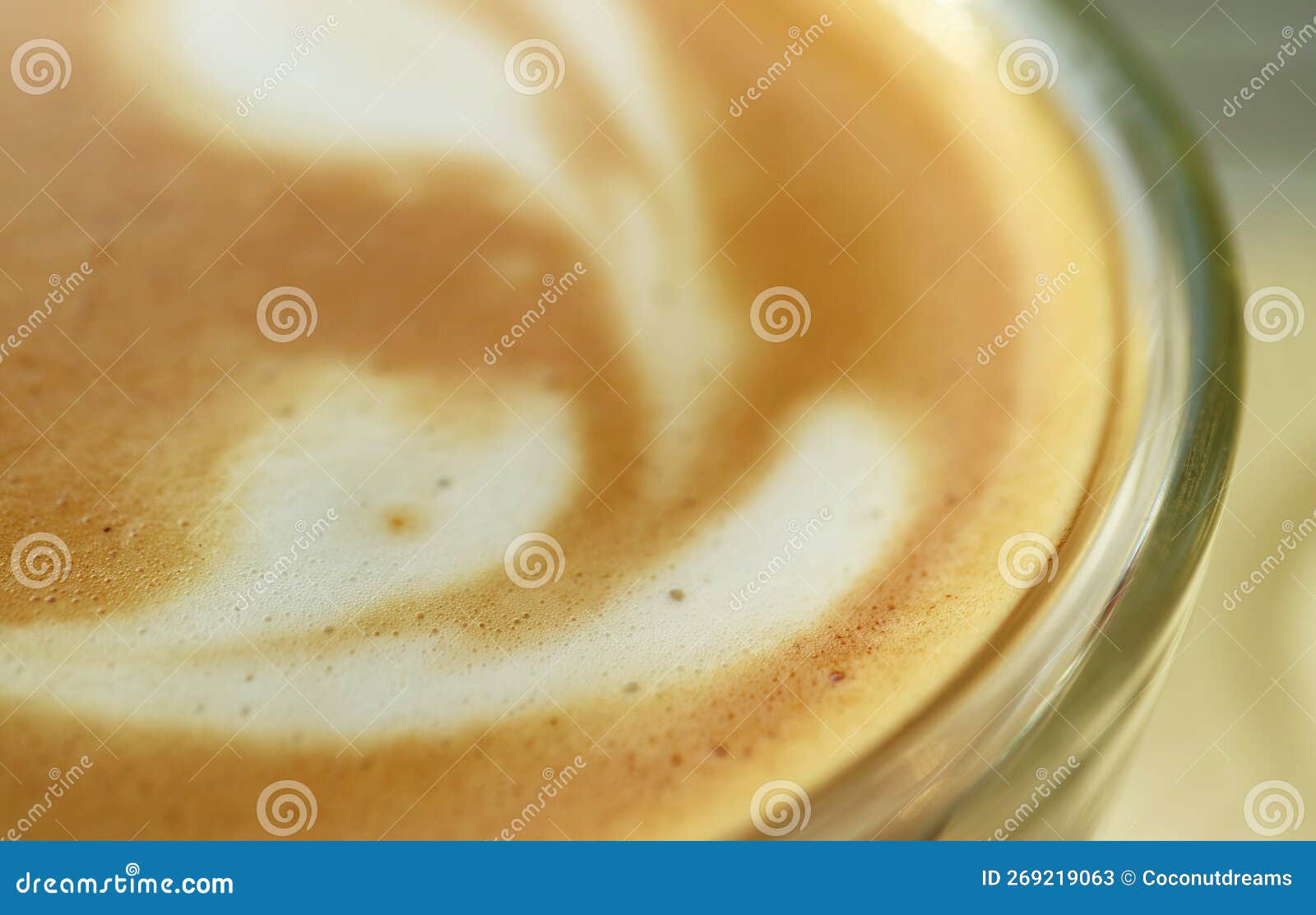 Closeup of Frothy Surface of Caffe Latte with Latte Art Stock Image ...