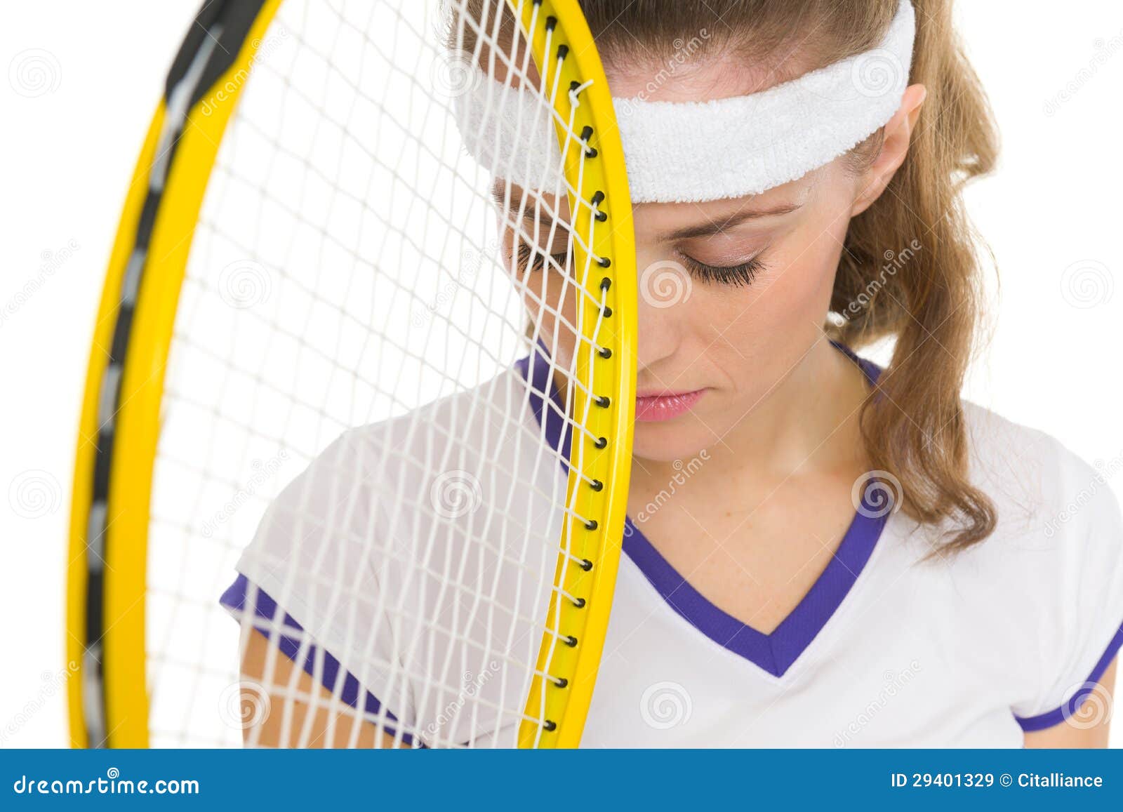 Closeup on Frustrated Tennis Player with Racket Stock Image - Image of ...