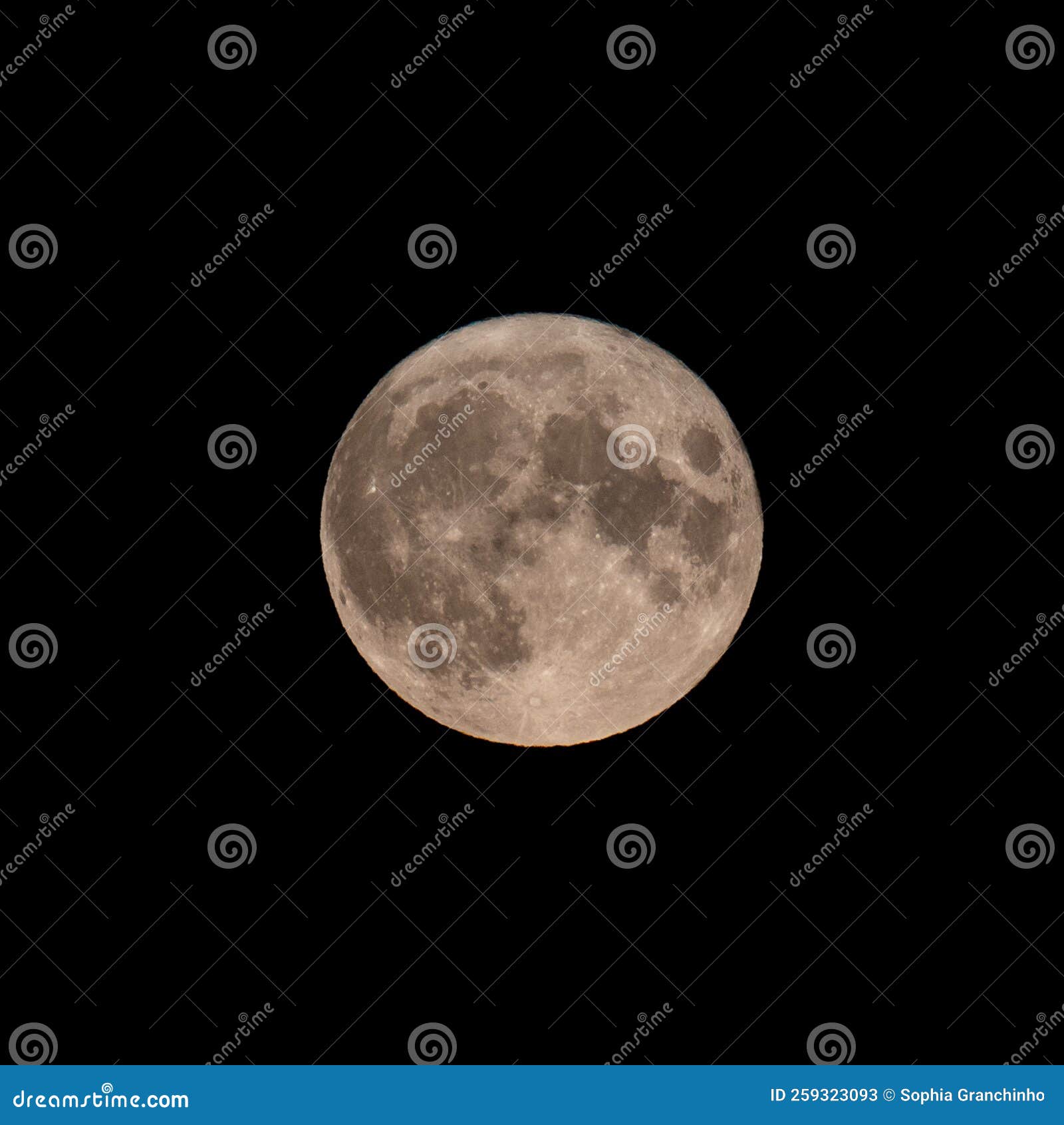 Closeup of the Full Moon with Several Craters Visible on a Dark ...