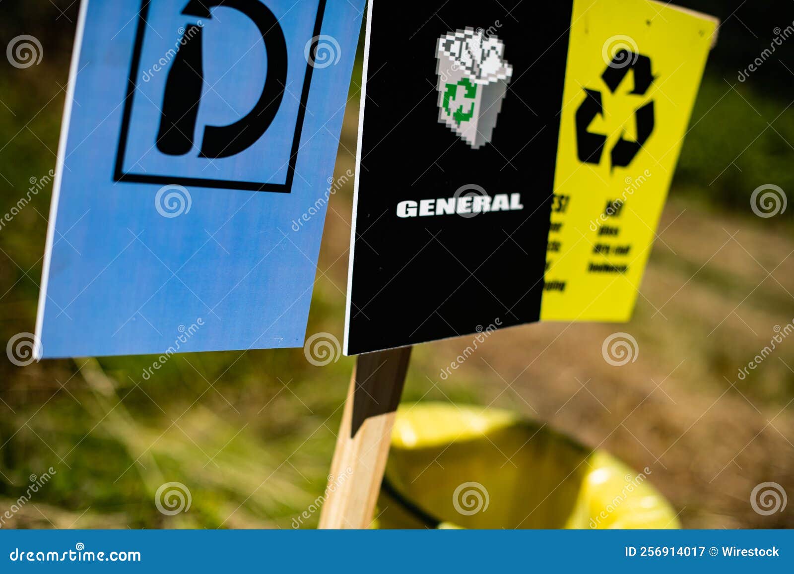 Closeup of Garbage Sorting Signs. Stock Illustration - Illustration of ...