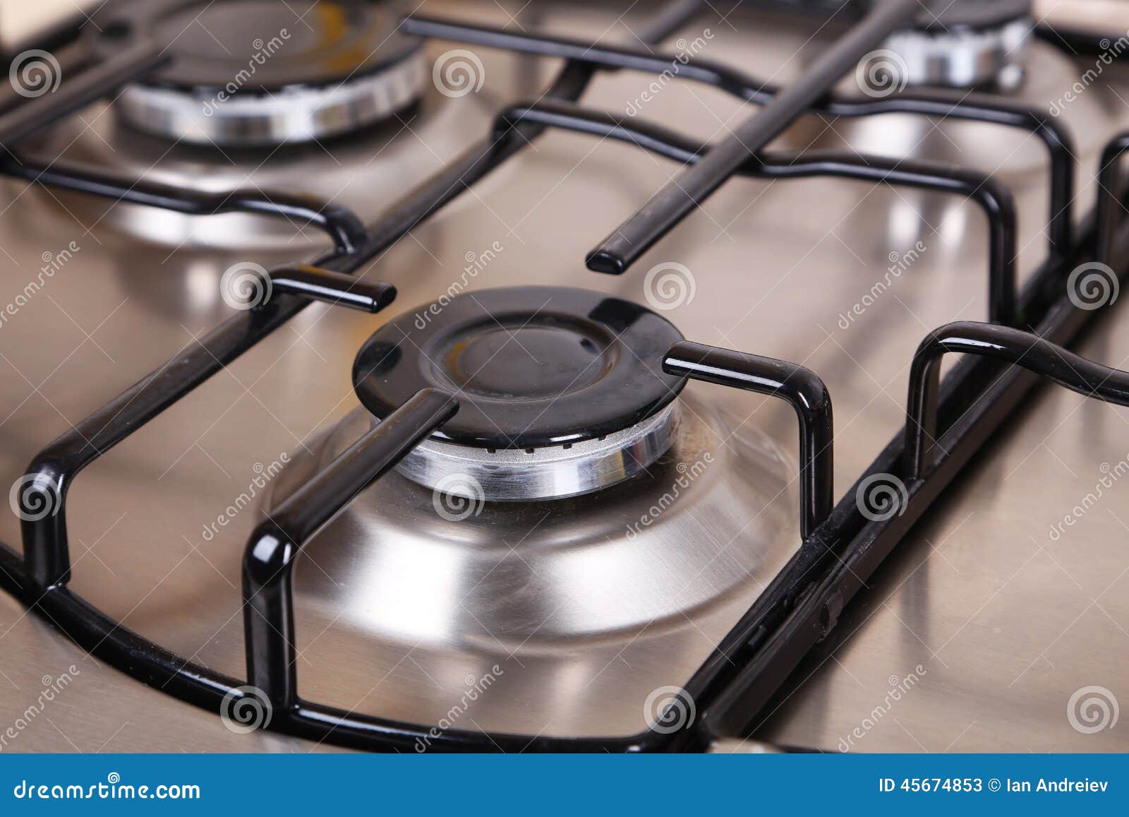 Closeup Gas Stove, Hot Fire Stock Image - Image of stove, black: 45674853