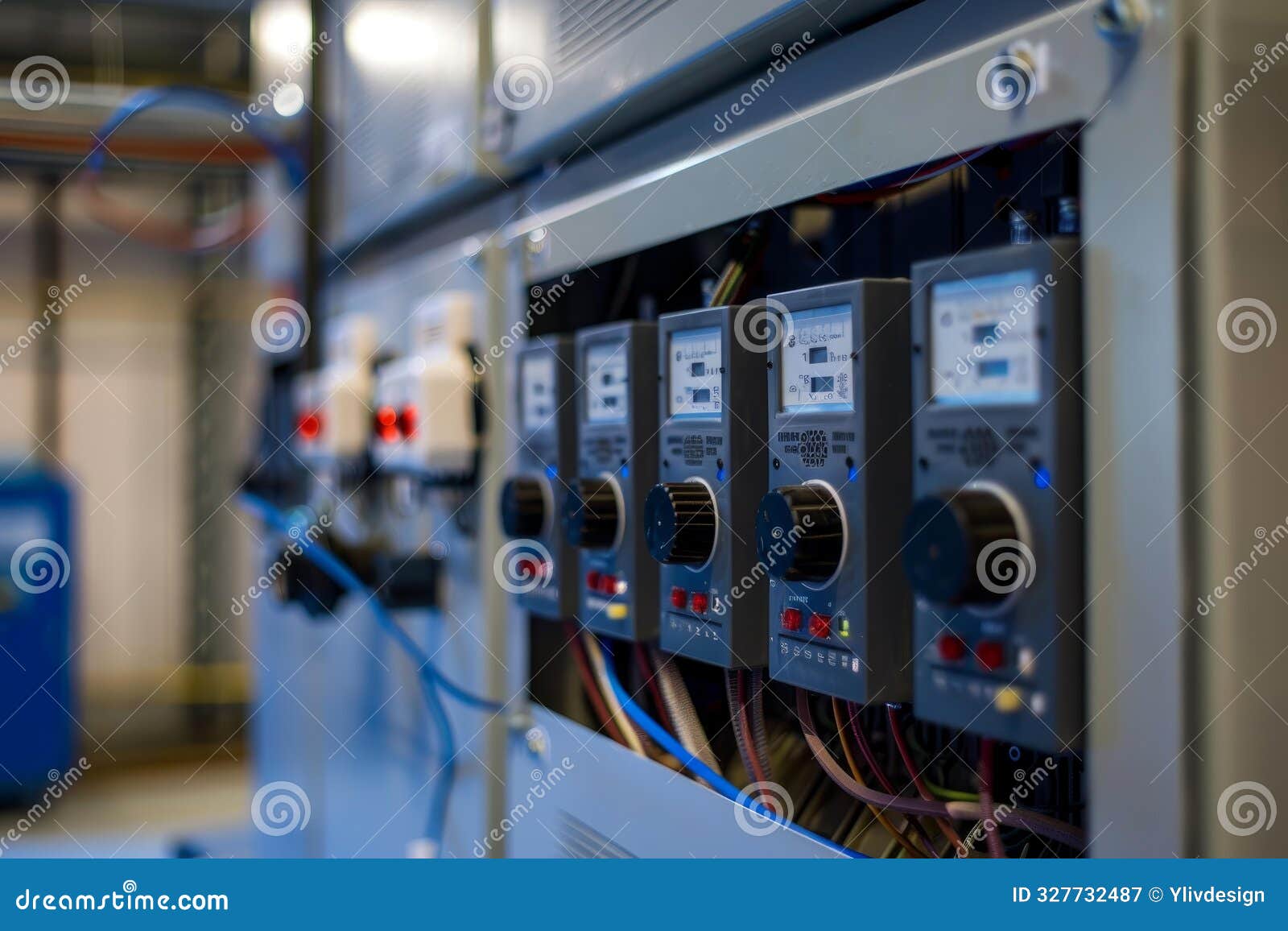 Industrial Control System Panel with Multiple Gauges Stock Image ...