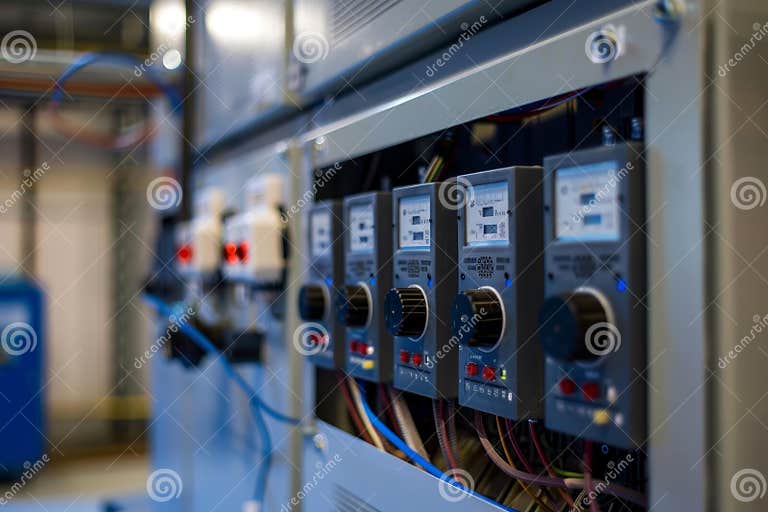 Industrial Control System Panel with Multiple Gauges Stock Image ...
