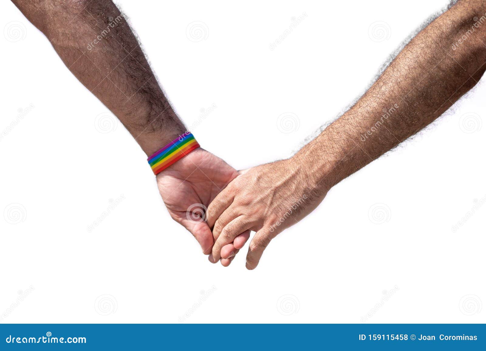 Closeup Of A Gay Couple Holding Hands Rainbow Flag Is A Symbol Of