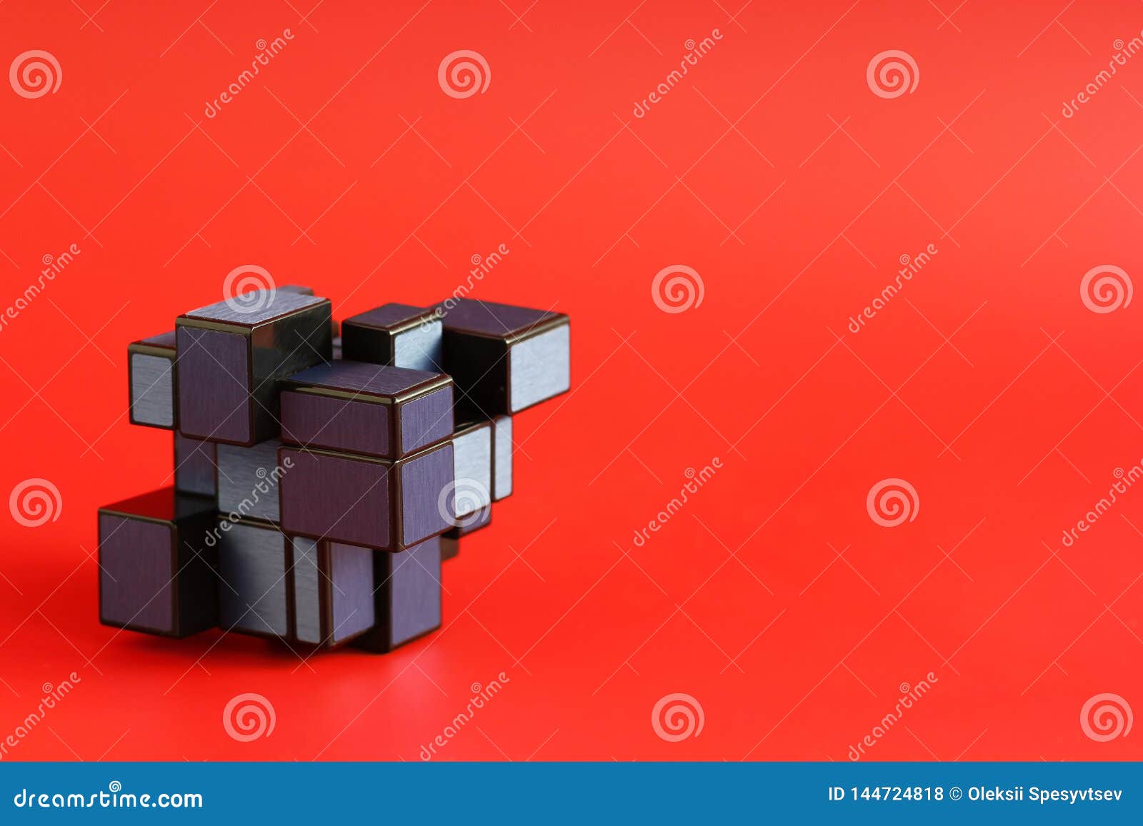 Closeup of Geometric Shape Puzzle Over Red Background with Negative ...