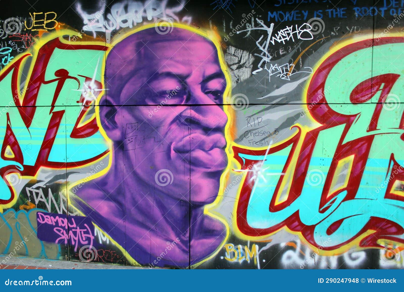 Closeup of George Floyd Graffiti on the Wall Editorial Stock Photo ...