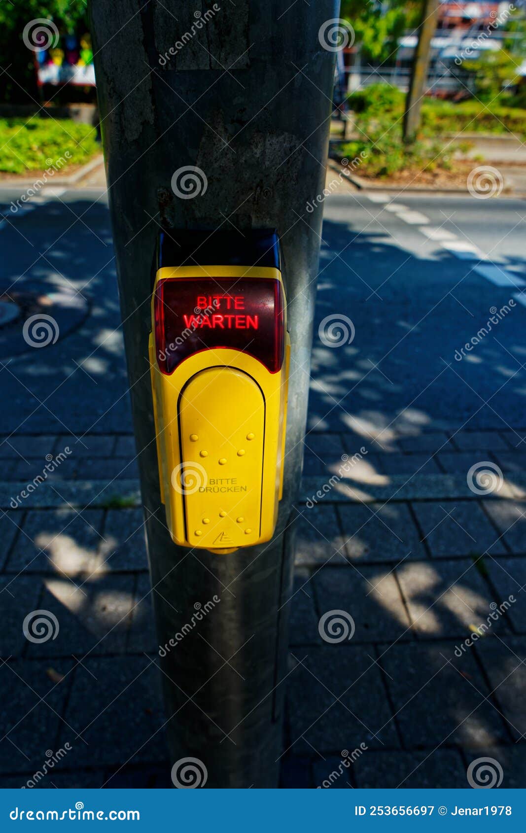 German Please Wait Bitte Warten Button Road Crossing Traffic Light ...