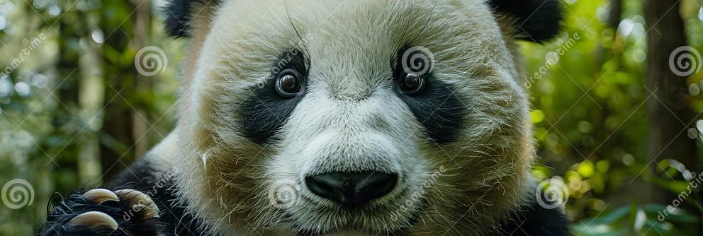 Closeup of a Giant Panda Bear with Visible Claws Stock Illustration ...