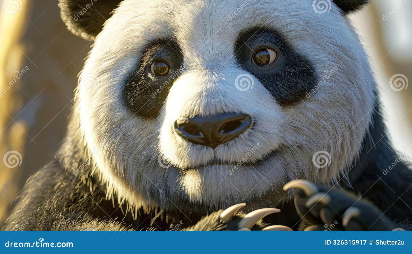 Closeup of a Giant Panda Bear with Visible Claws Stock Illustration ...