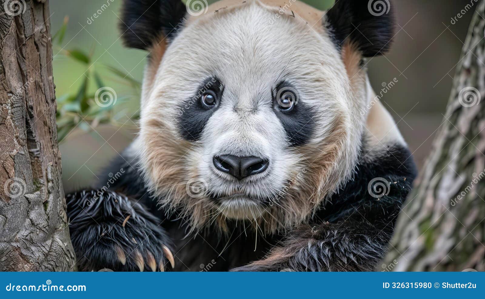 Closeup of a Giant Panda Bear with Visible Claws Stock Illustration ...