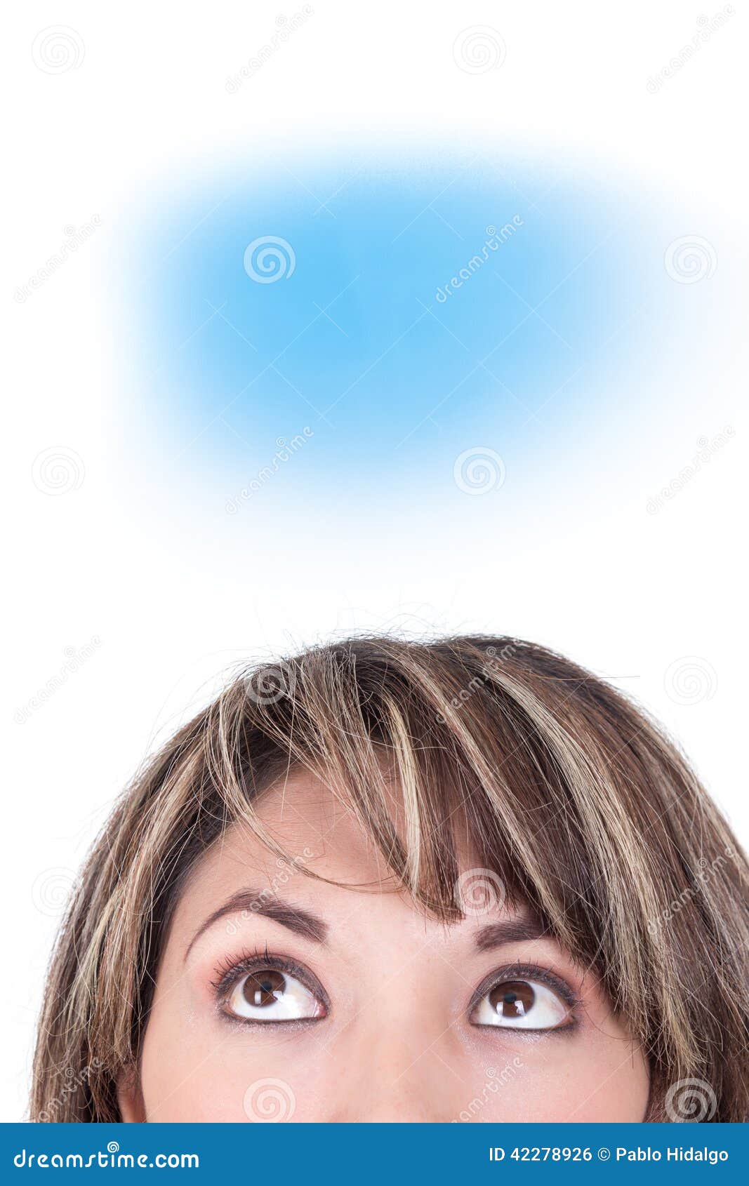 Closeup of Girl Thinking Looking Up Stock Photo - Image of lovely ...