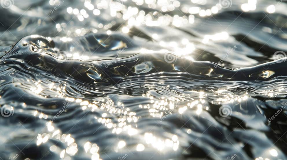 A Closeup of a Gl of Water with Its Ripples Creating Overlapping Shadow ...