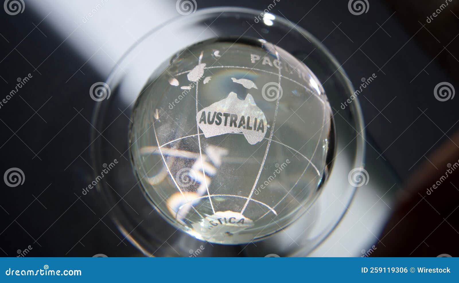 Closeup of a Glass Ball with an Australian Map Stock Photo - Image of ...