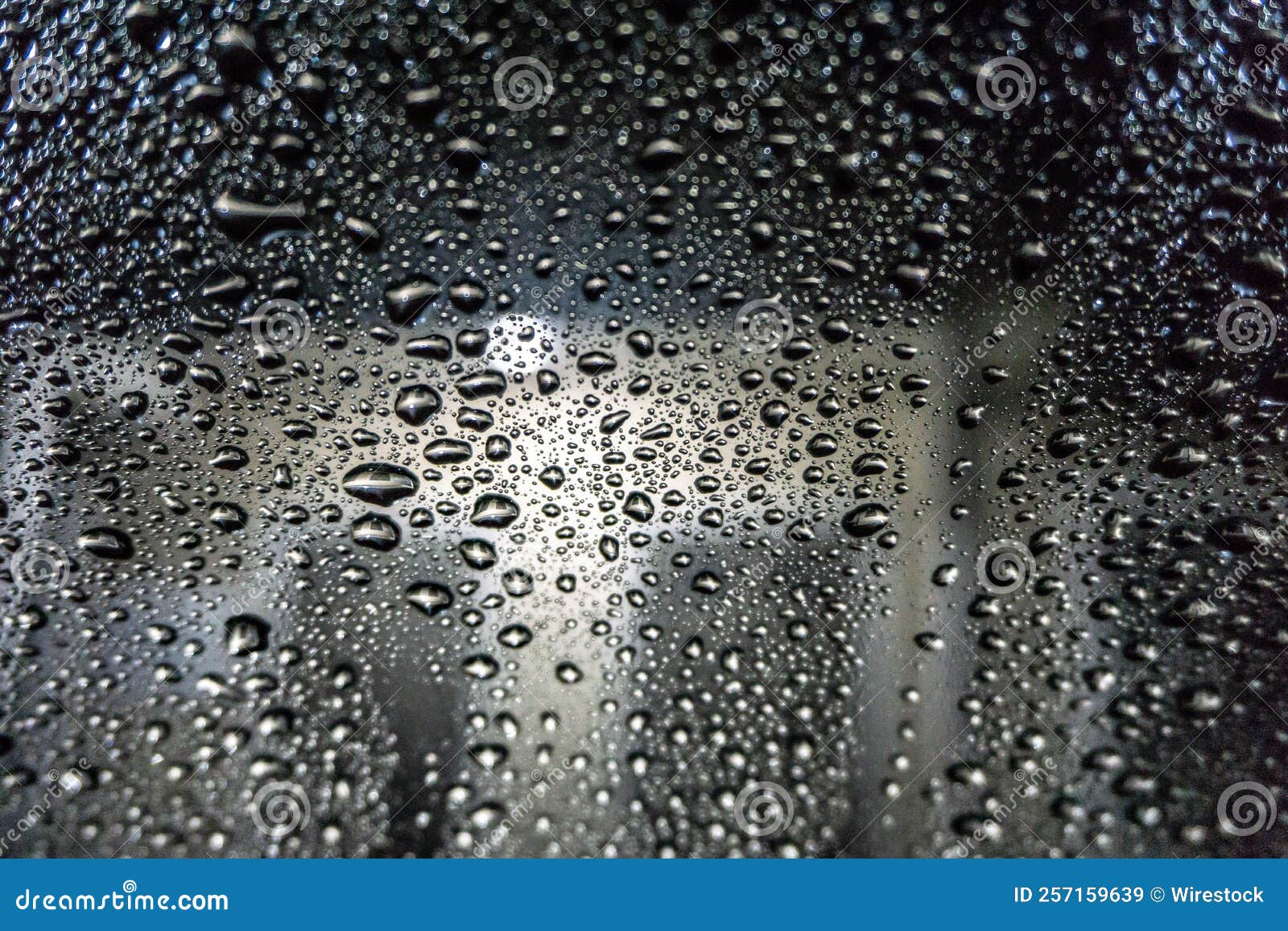 Closeup of a Glass Windows with Rain Droplets Covering the Surface ...