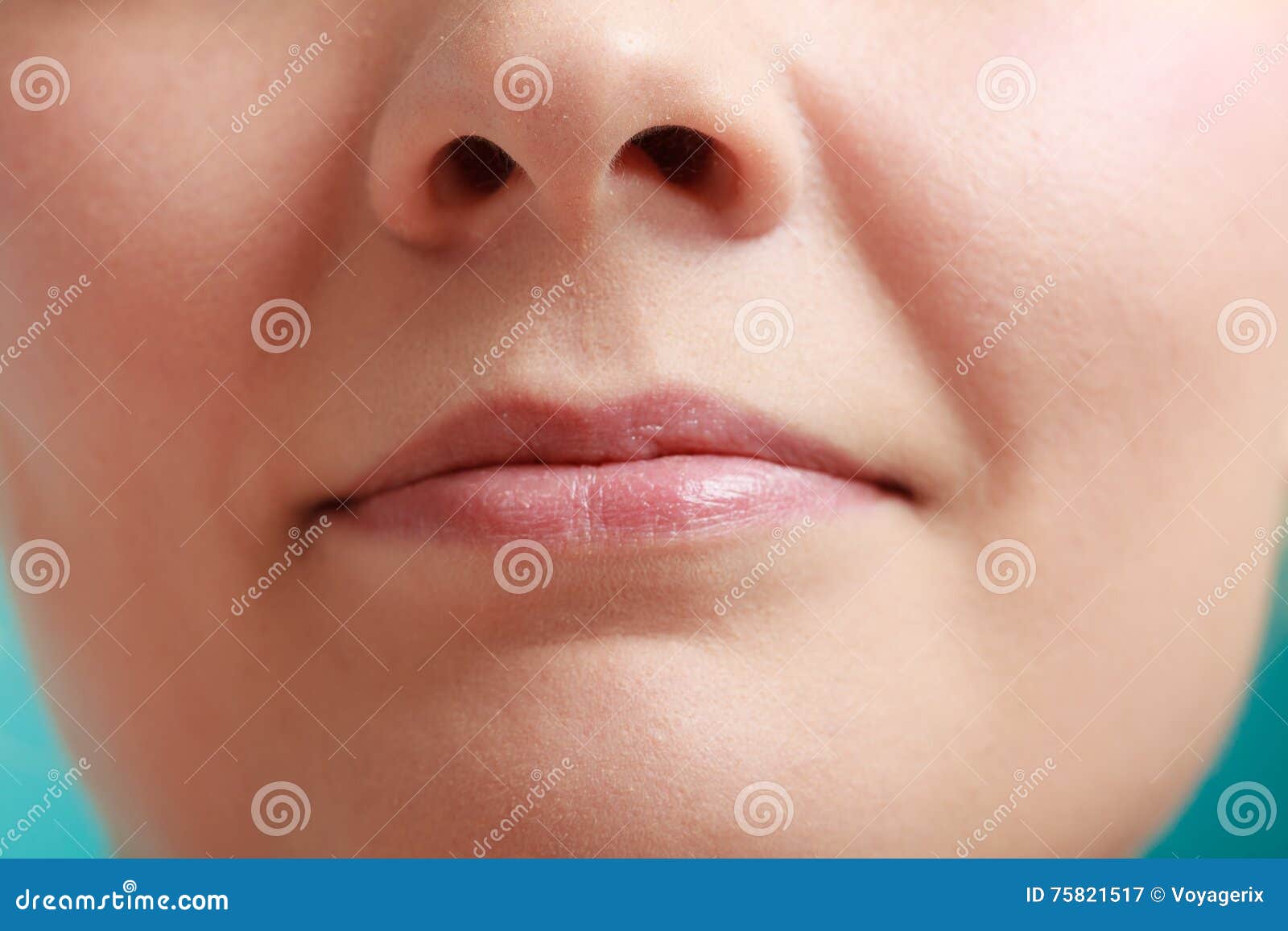 Closeup Glossy Female Lips. Part of Face. Stock Image - Image of glossy ...