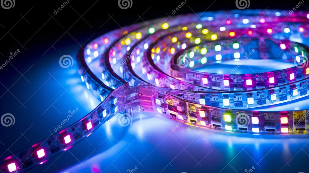 A Closeup of a Glowing Led Strip Stock Illustration - Illustration of ...