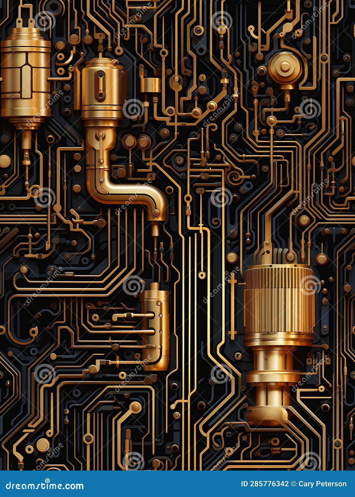 Gold Pipe Fitting With T Shaped Branching And Threaded End For ...