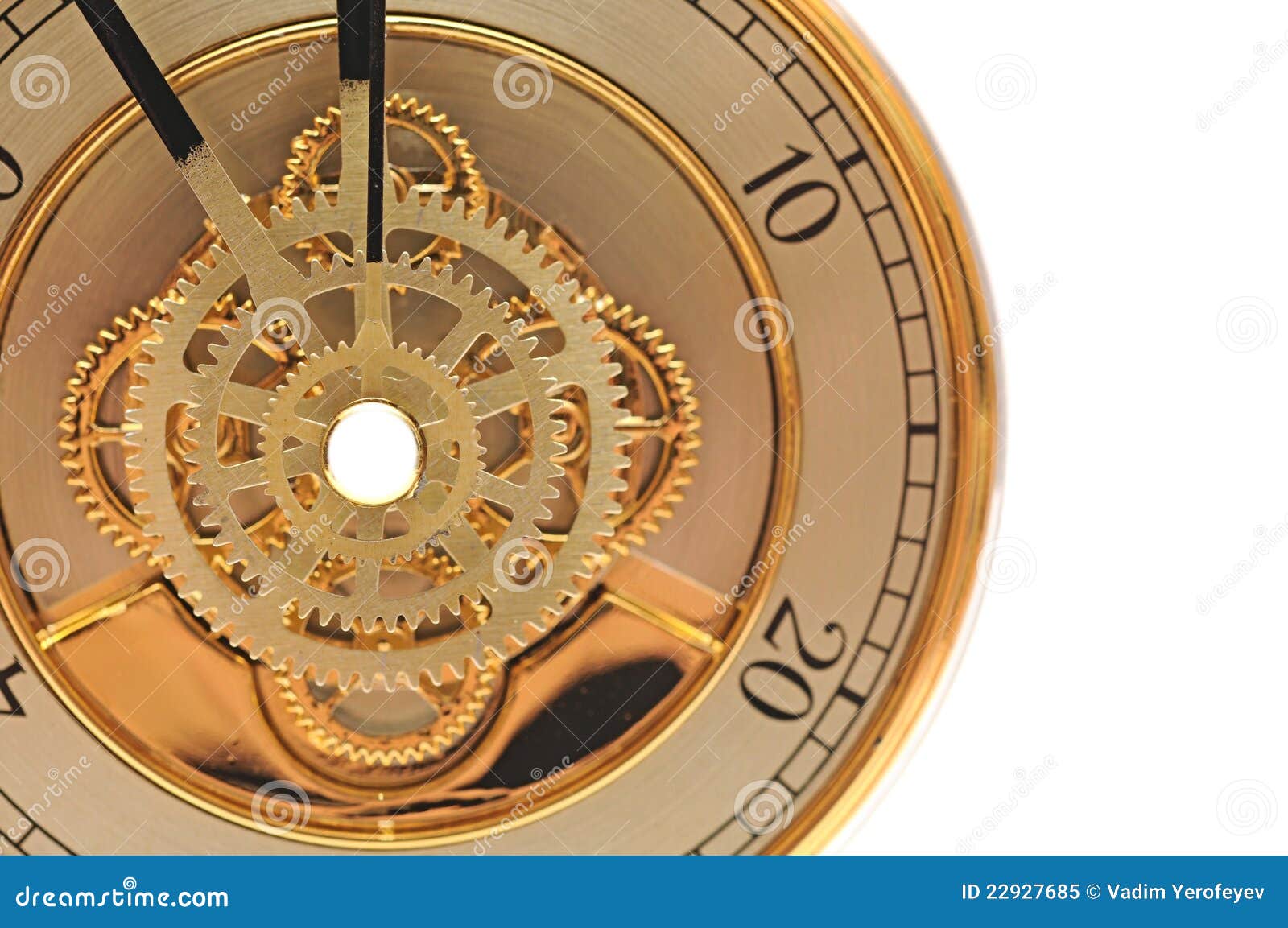 Closeup Golden Clock with Gears Stock Image - Image of pointers ...