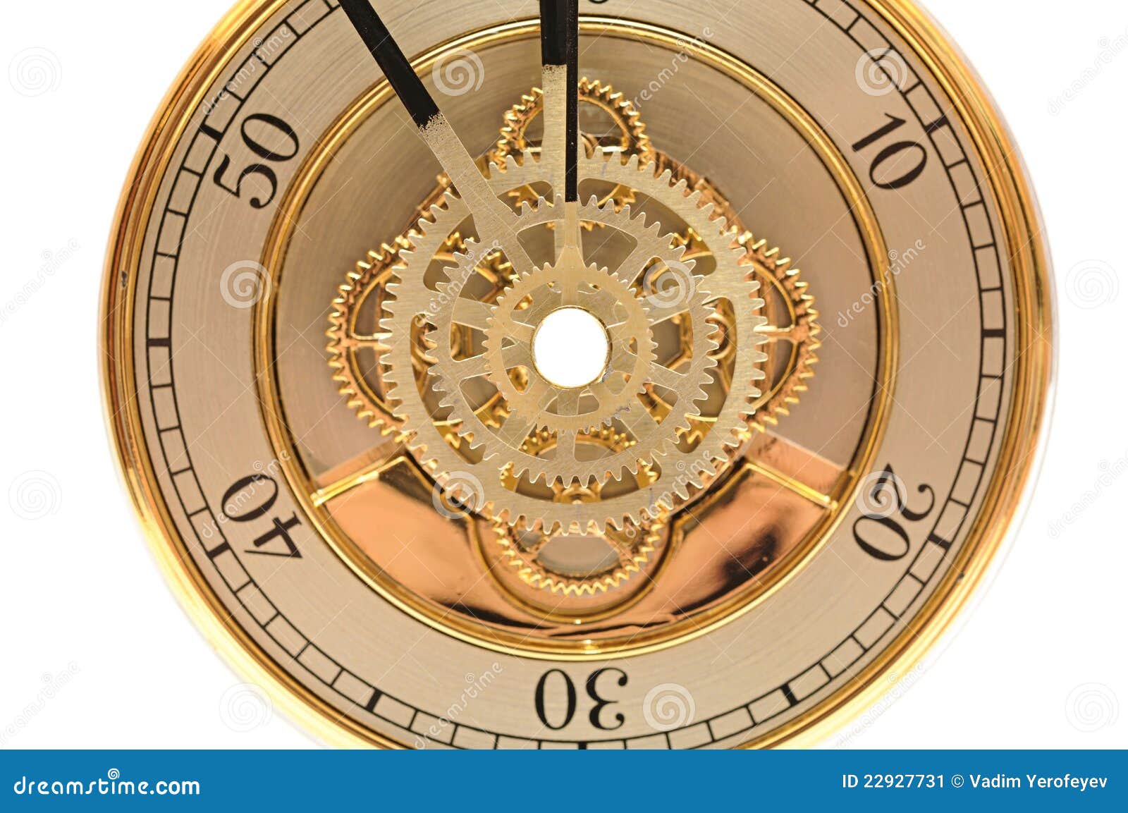 Closeup Golden Clock with Gears Stock Image - Image of circle ...