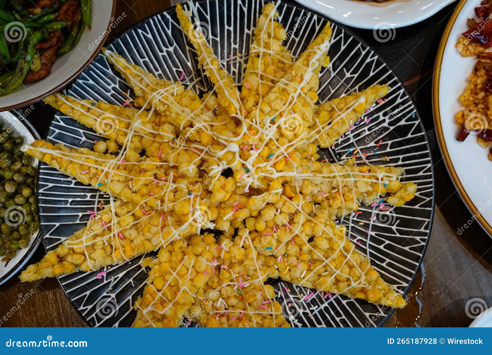 Closeup of Golden Crunchy Chinese Corn Cake. Stock Photo - Image of ...