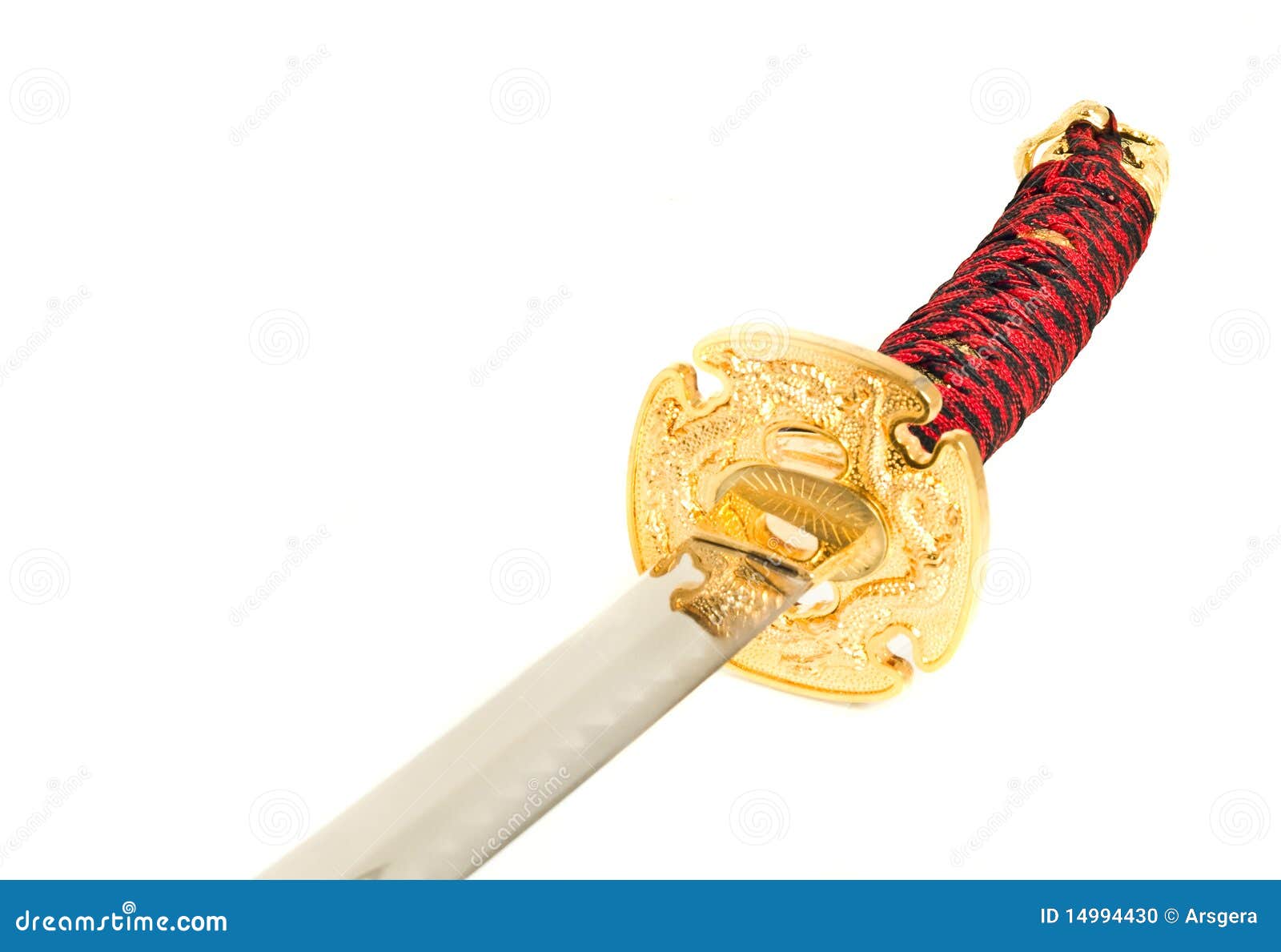 Closeup of Golden Katana Sword Stock Photo - Image of decorative, gold ...