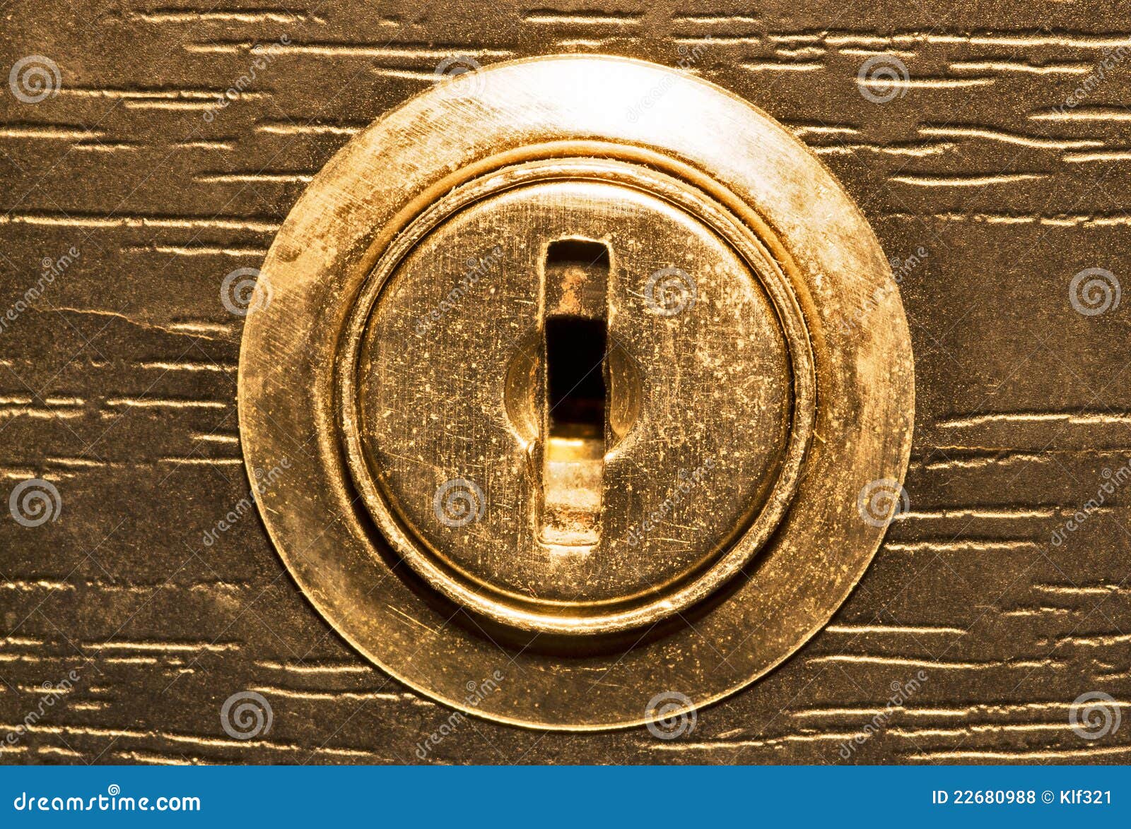 Closeup of a Golden Keyhole on Wood Background Stock Photo - Image of ...