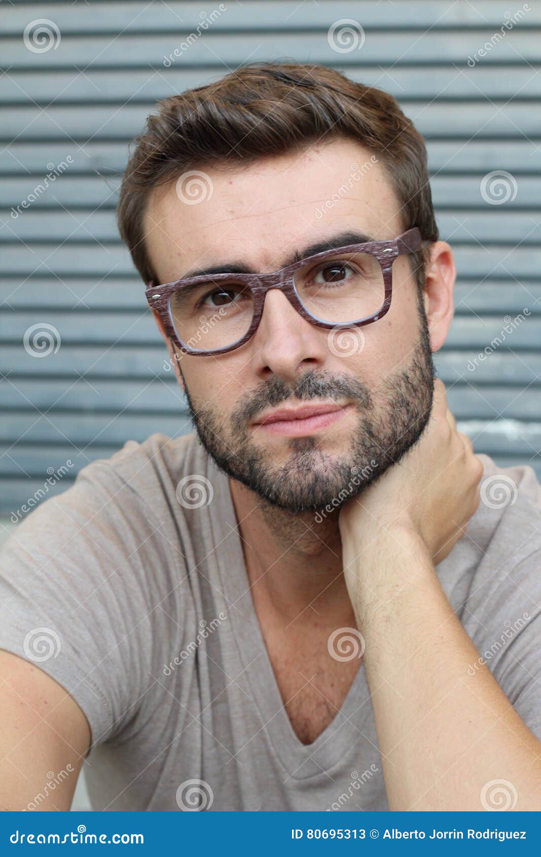 Closeup of Gorgeous Man Wearing Eyeglasses Stock Image - Image of ...
