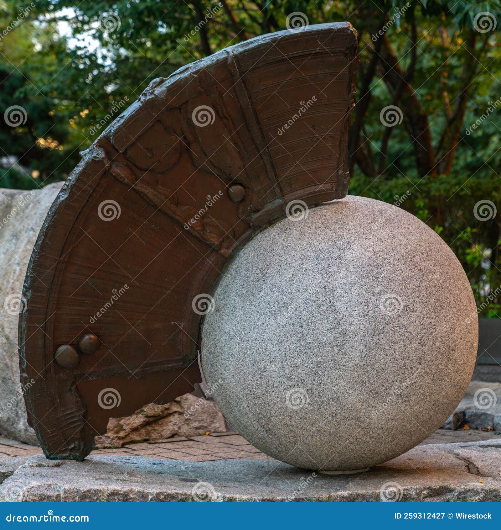 Closeup of Granite Sphere Sculpture in Boston Park Stock Image - Image ...