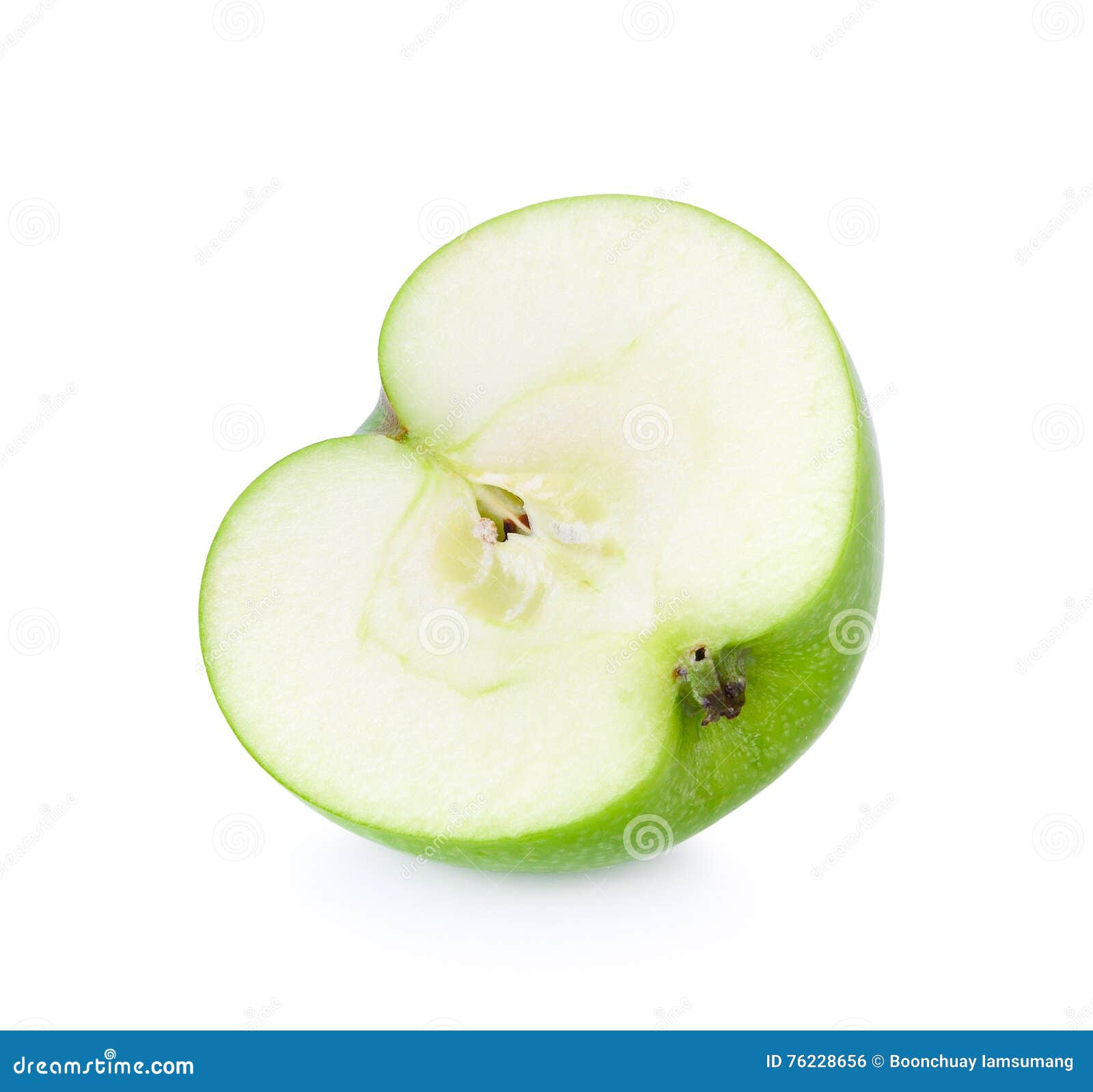 Closeup of Green Apple Half Isolated on White Stock Photo - Image of ...