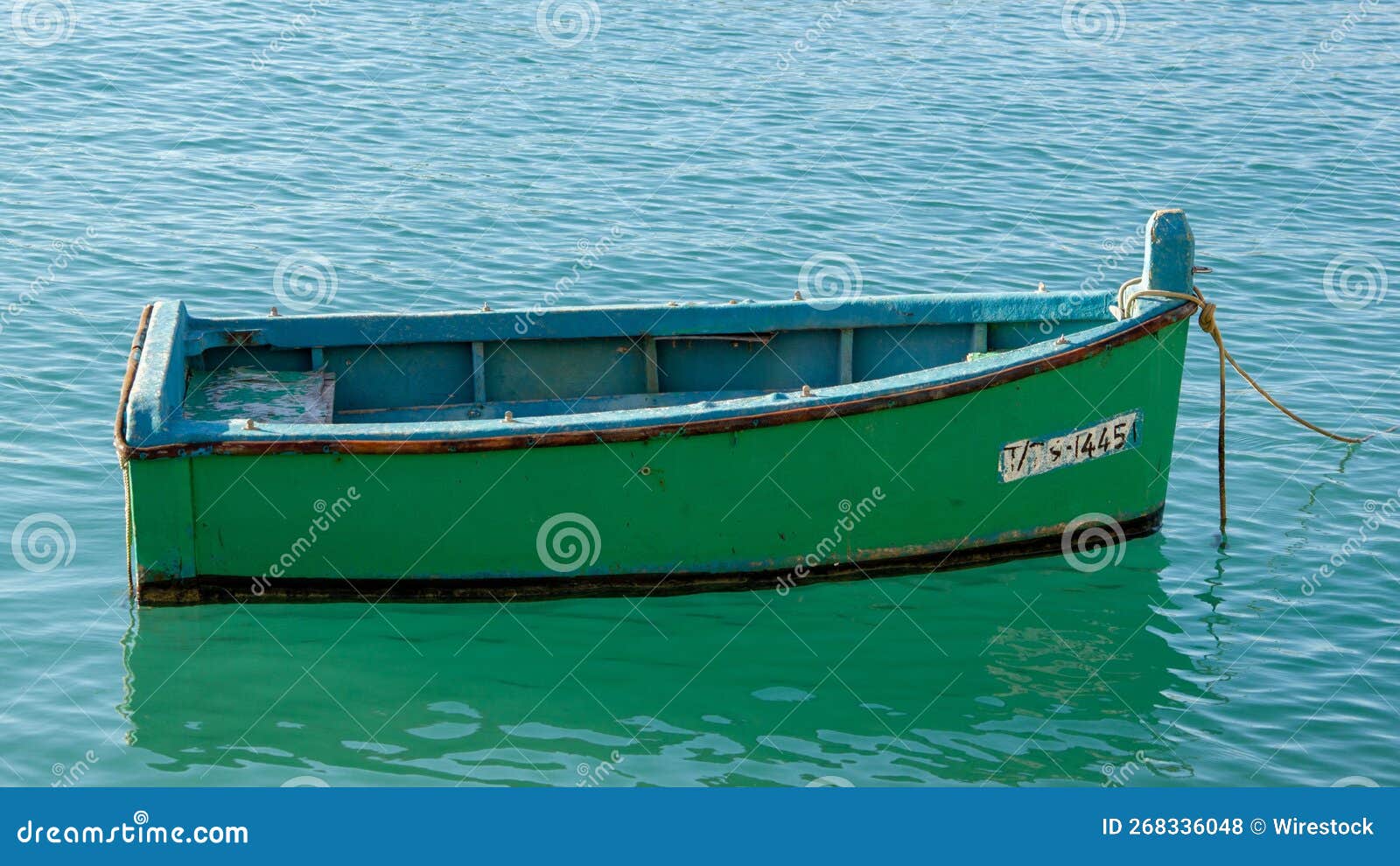 Closeup of Green Boat in Water Editorial Stock Photo - Image of beach ...
