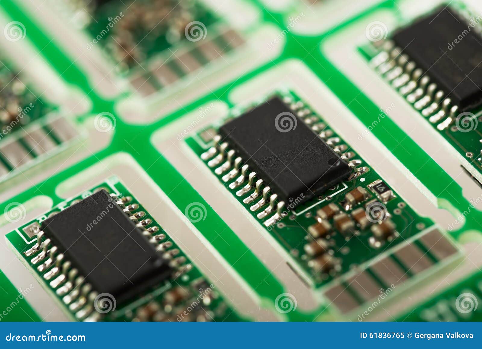 Closeup of Green Electronic Circuit Board with Processor Stock Image ...