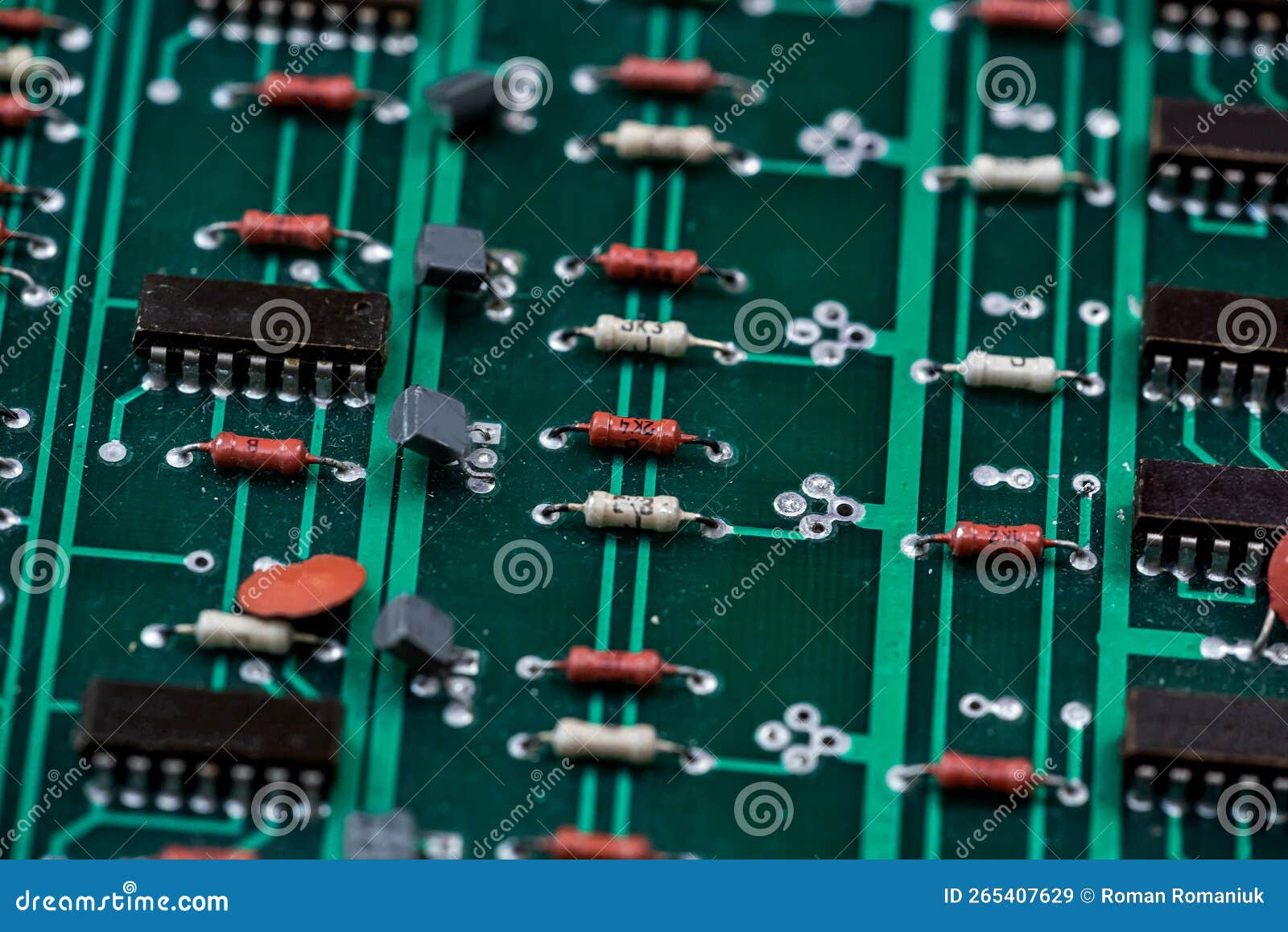 Closeup of Green Electronic Computer Hardware. Circuit Design Stock ...