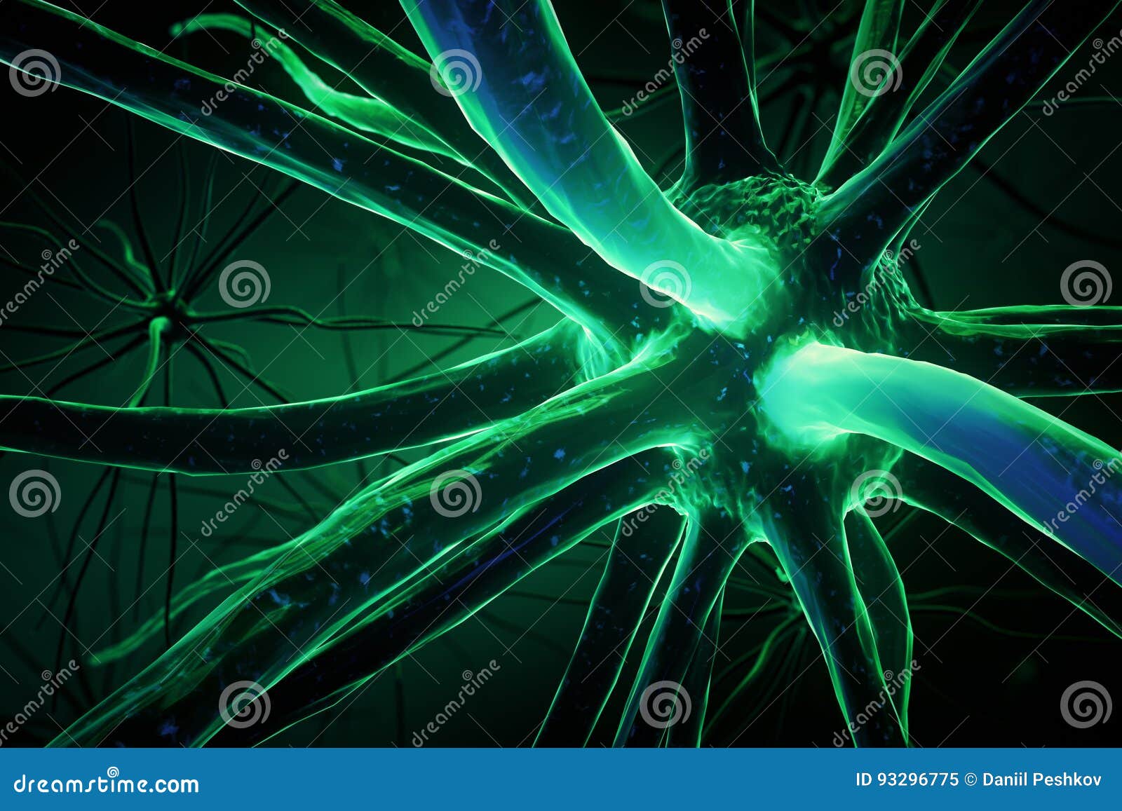 Closeup of green neuron stock illustration. Illustration of network ...