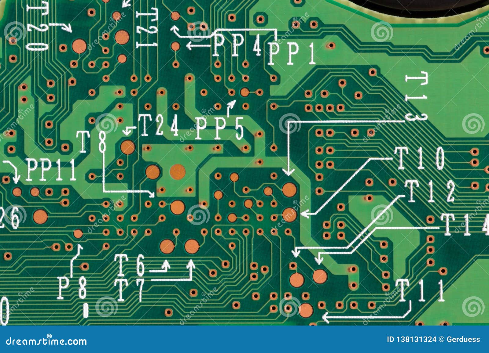 Closeup of Green Printed Computer Circuit Boards. Top View. Stock Photo ...