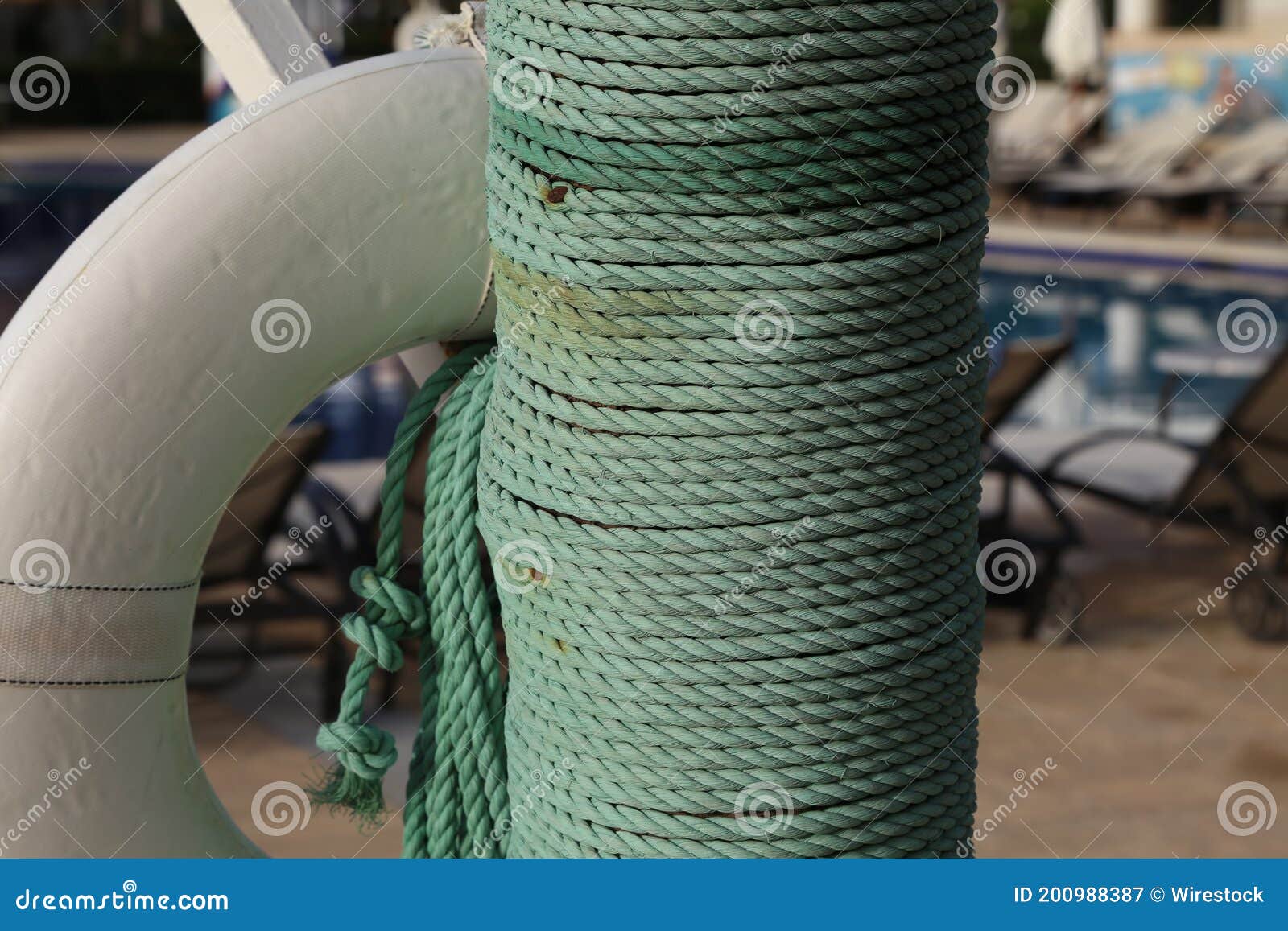 Closeup of Green Rope Wrapped Around a Column Stock Image - Image of ...