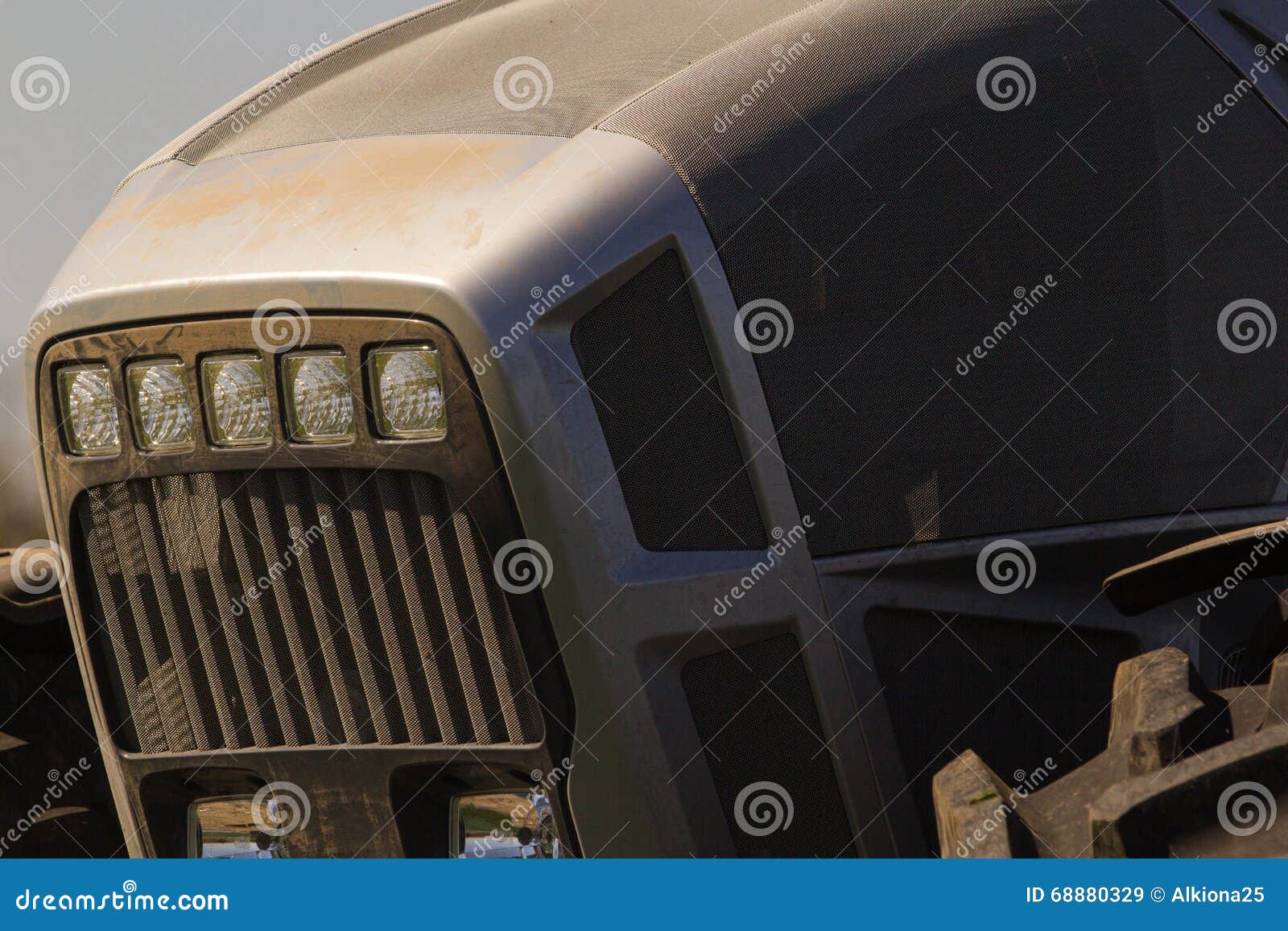 Closeup Grey Metal Bonnet of Tractor and Large Wheel Stock Image ...