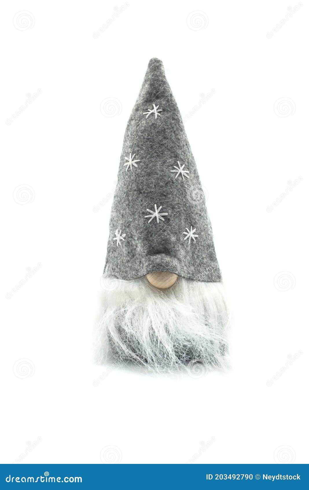Grey Traditional Christmas Gnome on White Background Stock Photo ...