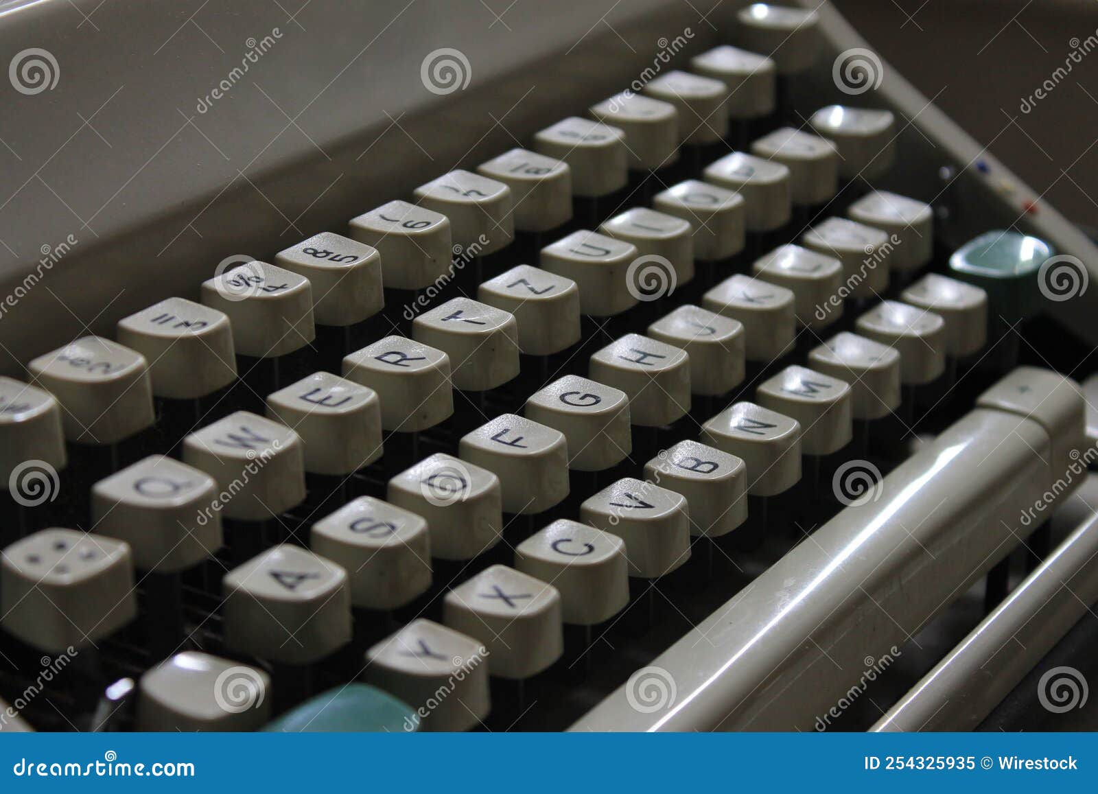 Closeup of a Grey Vintage Typewriter. Stock Image - Image of machine ...
