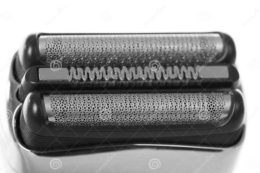 Closeup Grid Electric Shavers Isolated on White Stock Image - Image of ...