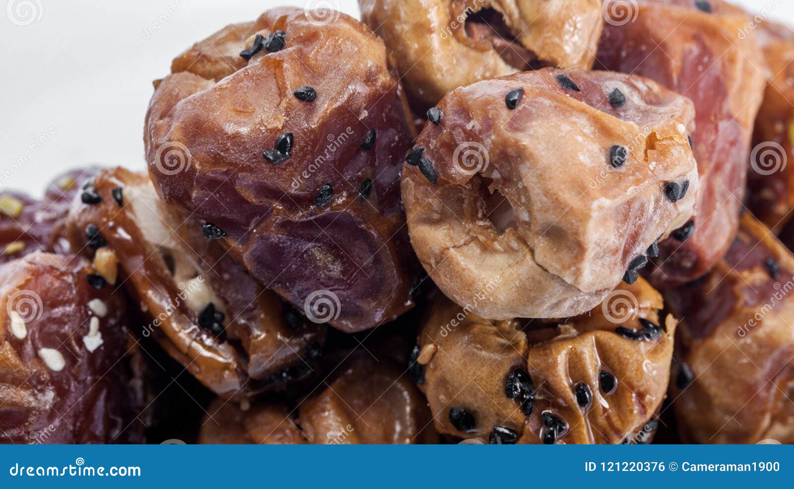 Closeup for a Group of Arabian Dated Covered and Fulfilled with Nuts ...
