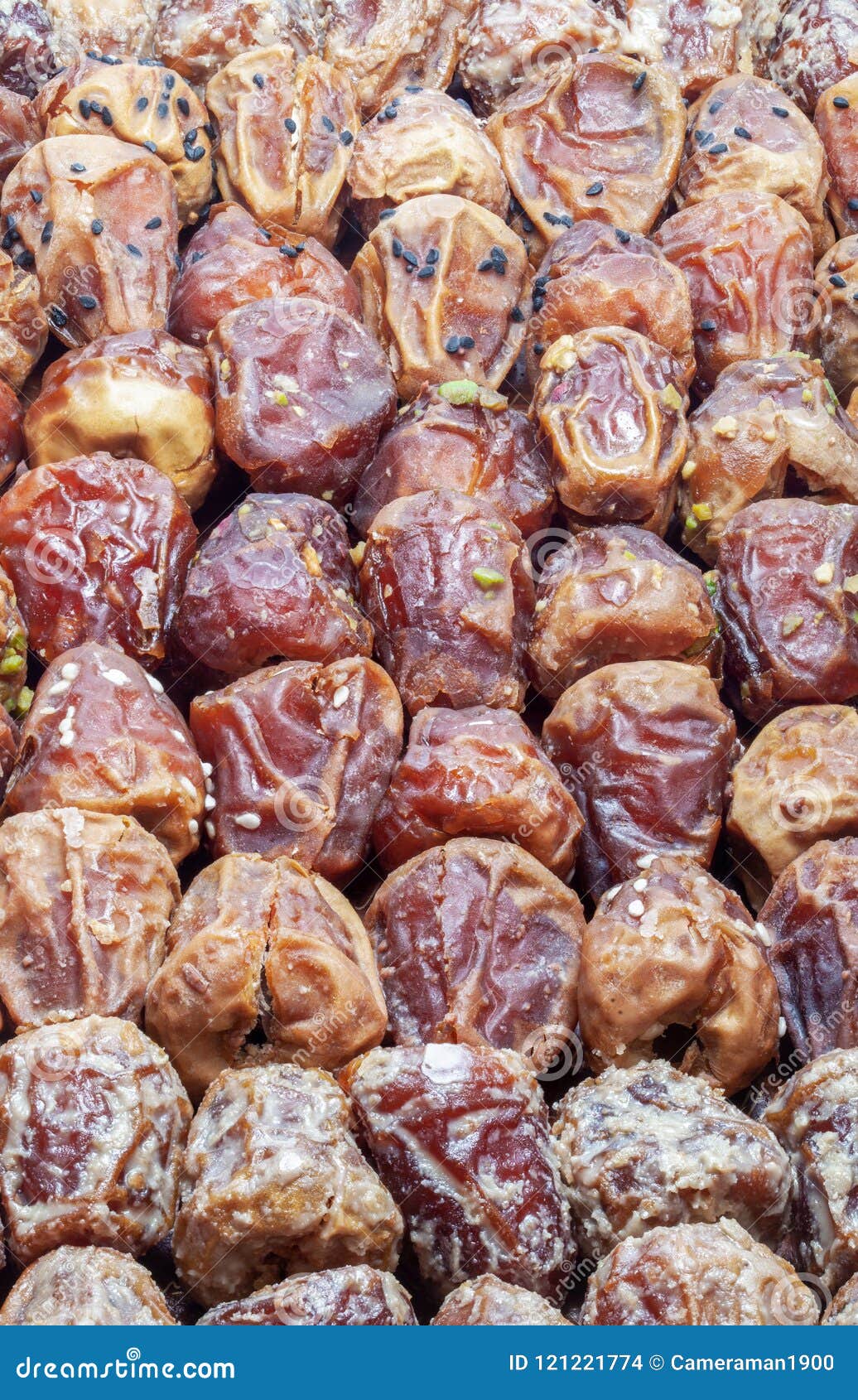 Closeup for a Group of Arabian Dated Covered and Fulfilled with Nuts ...