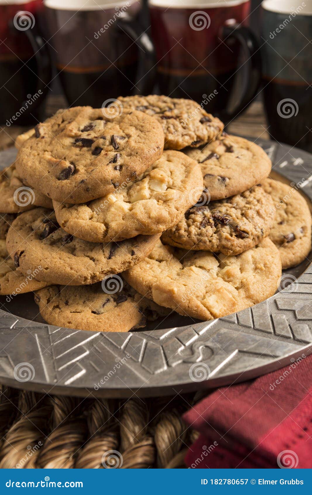 Closeup Of A Group Of Assorted Flavored Cookies Chocolate Chip