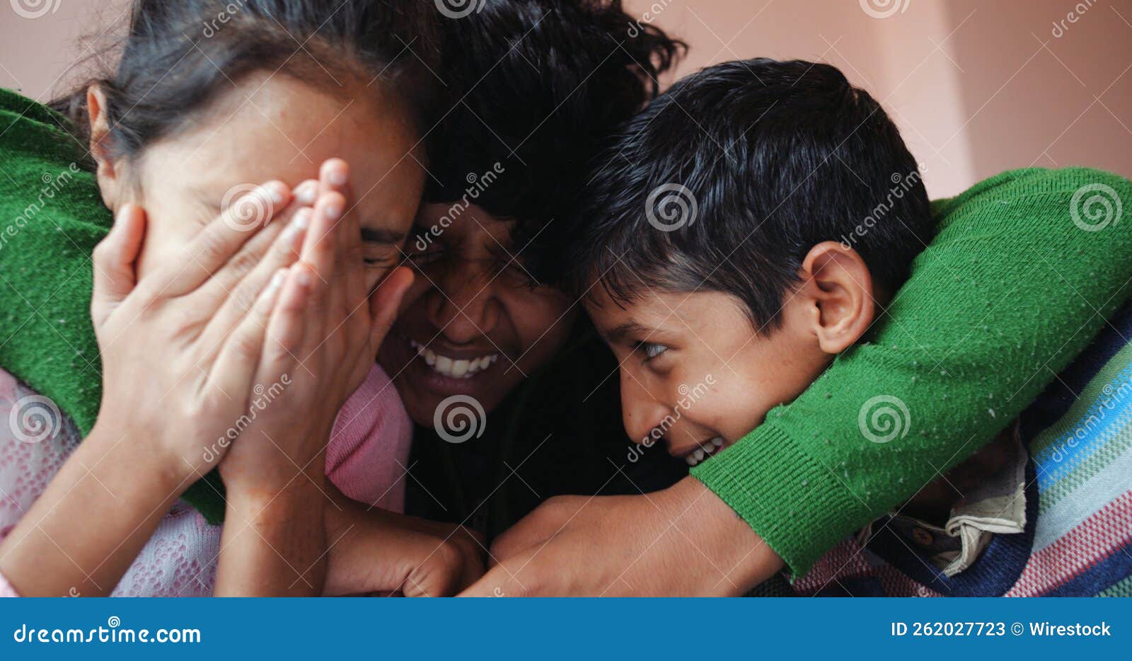 Closeup of the Group of Children Laughing Together. Stock Image - Image ...
